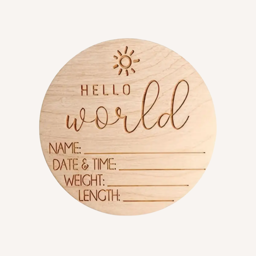 'Hello World' Birth Announcement Plaque – Nappy Caddy Co.